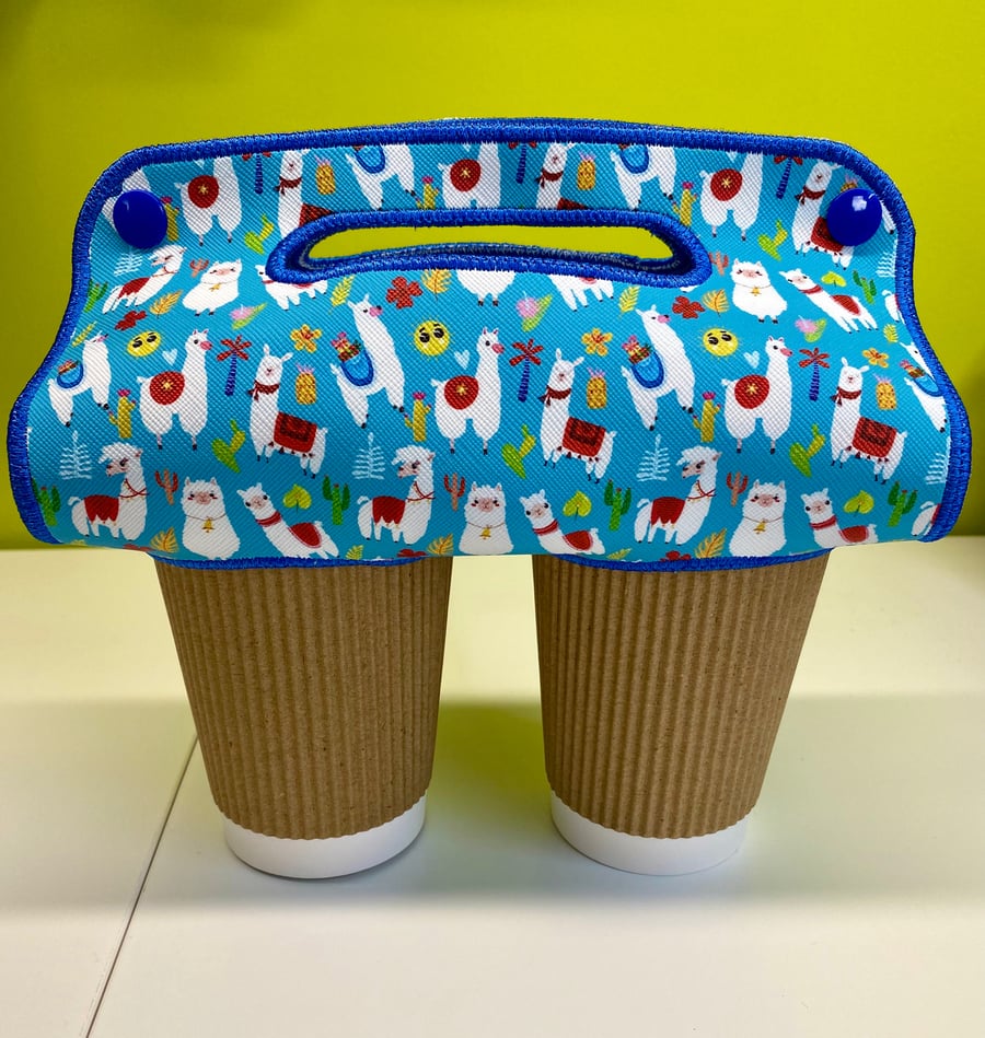Coffee Cup Carrier - Lama - Alpaca Reusable Dou... - Folksy
