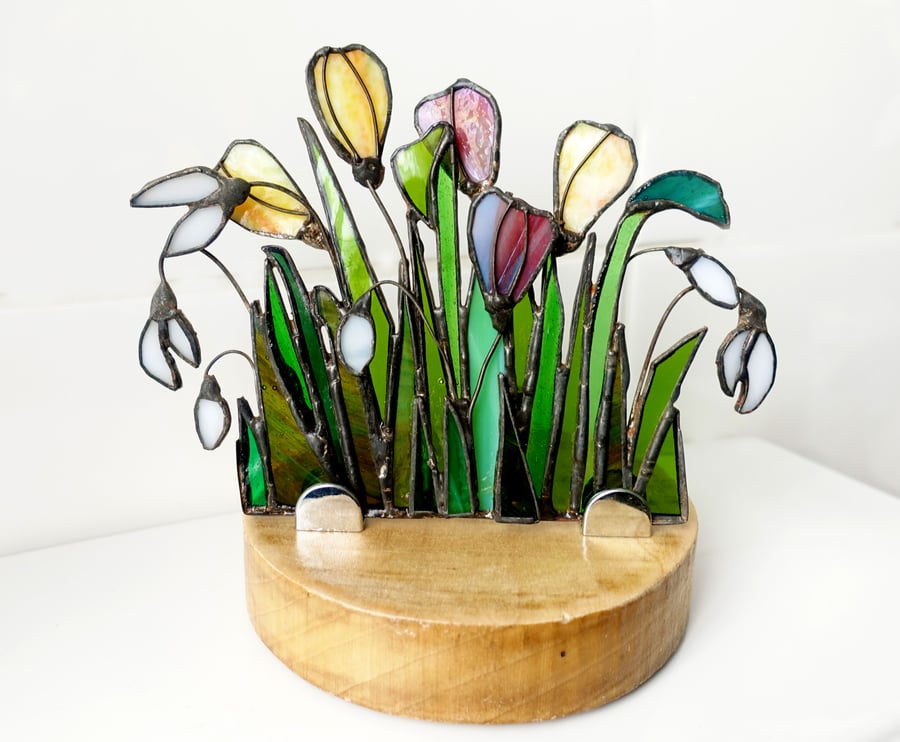 Crocus and Snowdrops Stained Glass Suncatcher T... - Folksy