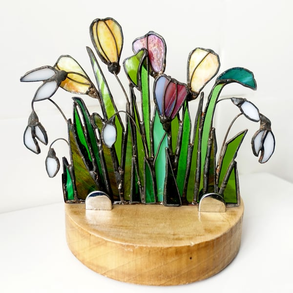 Crocus and Snowdrops Stained Glass Suncatcher T... - Folksy