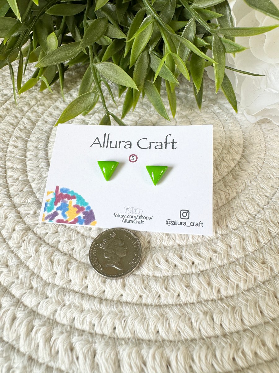 Lime Triangle Studs - Small - Folksy