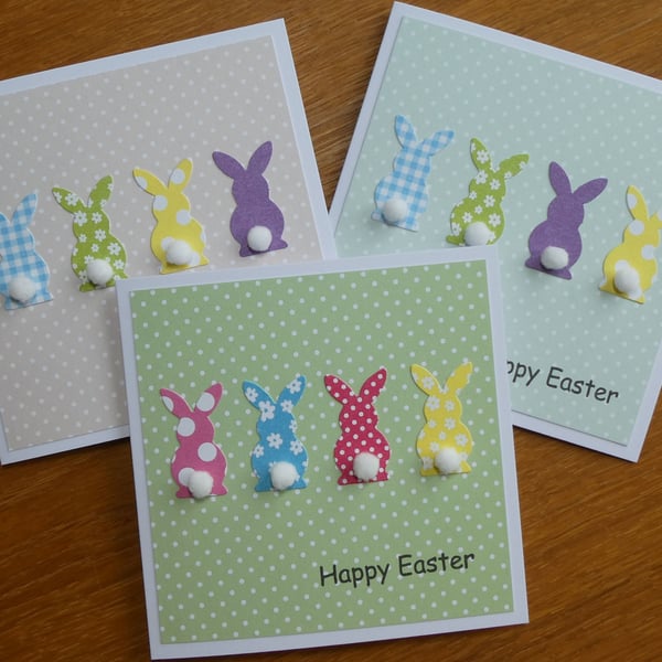 Pack of 3 Mini Bunny Easter Cards - Folksy
