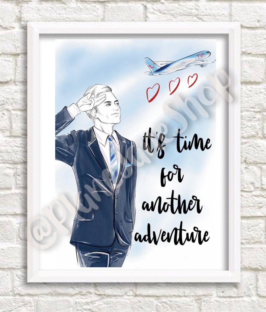 Male TUI flight attendant travel print - Folksy