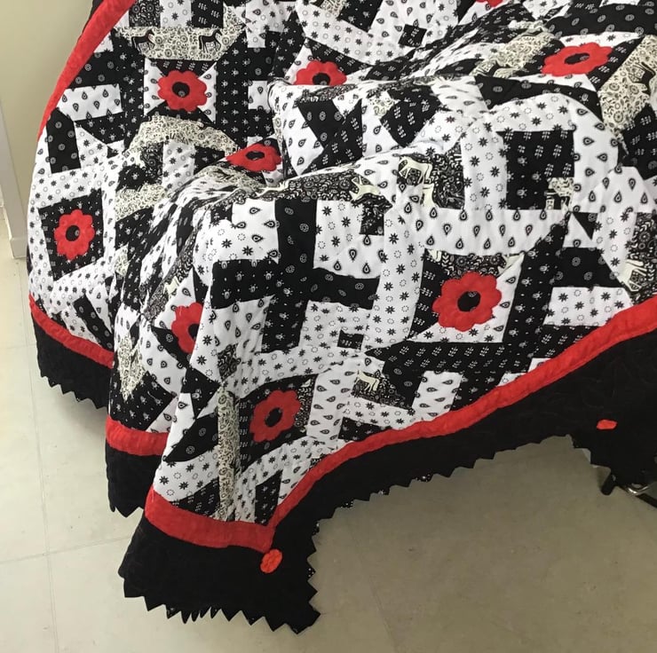 patchwork Poppies On Monochrome - Folksy