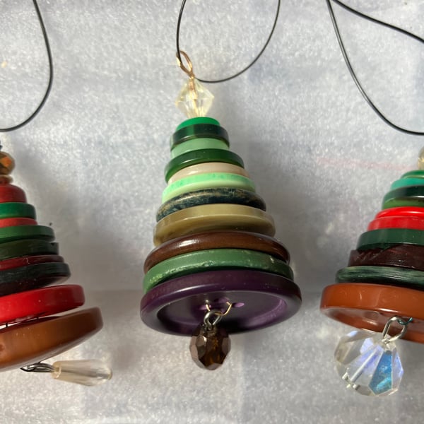 Button Trees (set of 3) - green-traditional mix - Folksy