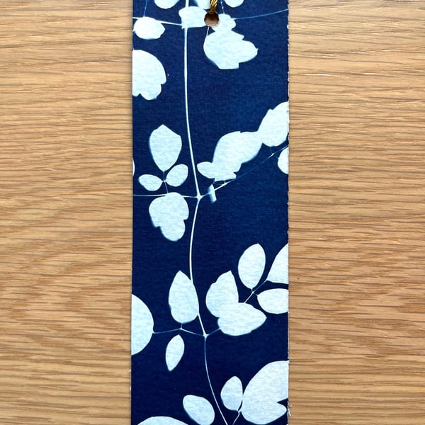bookmark "leaves IV", original cyanot... - Folksy