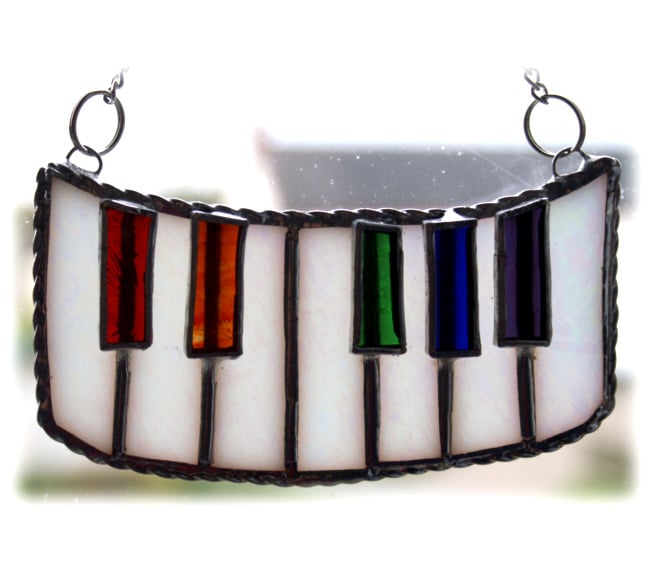 Piano Suncatcher Stained Glass Keyboard Keys M... - Folksy