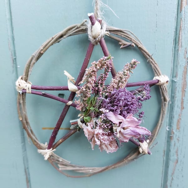 Dried Flower and Foliage Small Pentagram. Handm... - Folksy