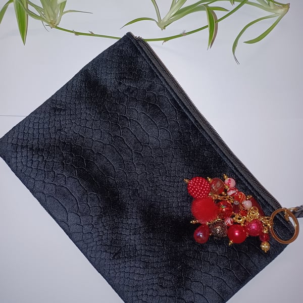 Radiant Red Beaded Purse Charm - Folksy