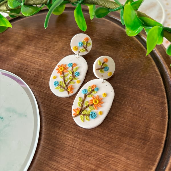 Spring brunches dangle polymer clay earrings - Folksy