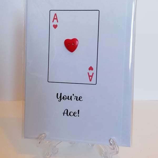 "You're ace" greetings card with red ... - Folksy