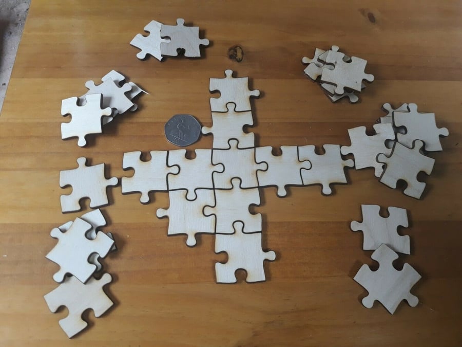 35x 40mm jigsaw puzzle pieces laser cut ply woo... - Folksy
