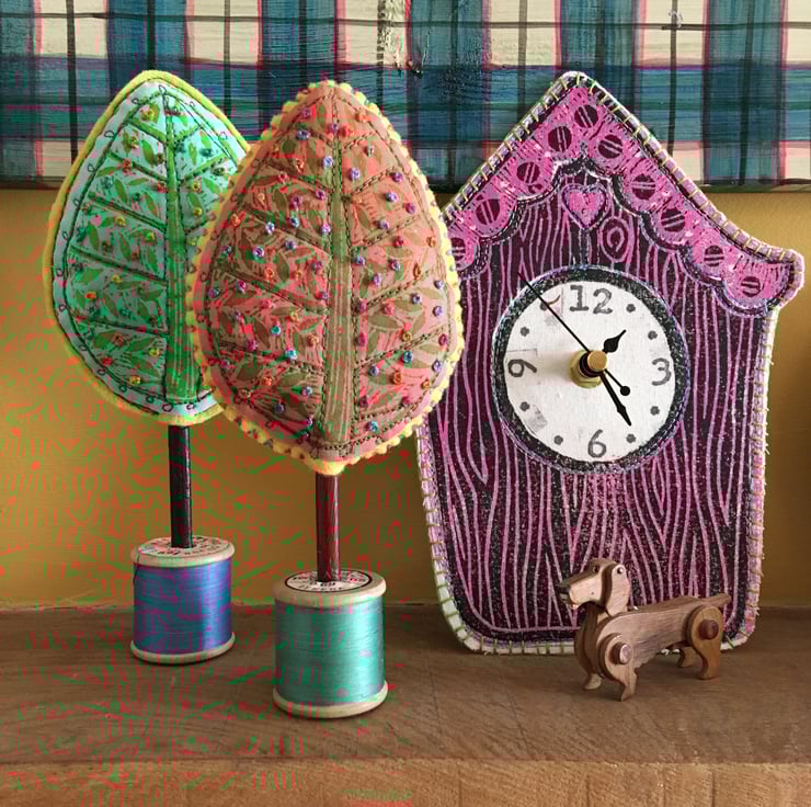 Spring tree - pink with green bobbin - Folksy