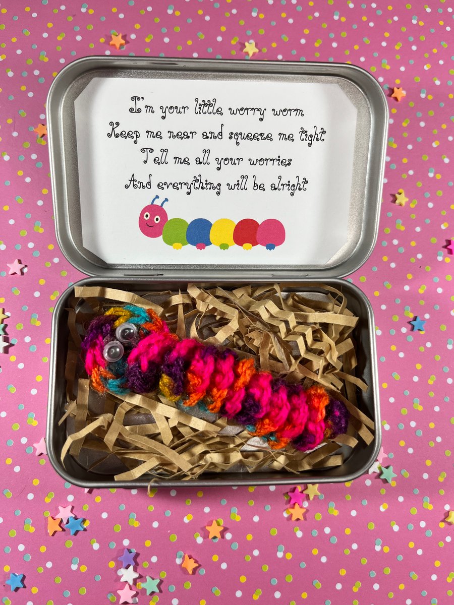 My Little Worry Worm In A Tin, Anxiety Relief, ... - Folksy