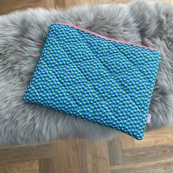 Blue floral laptop case - handmade for all lapt... - Folksy