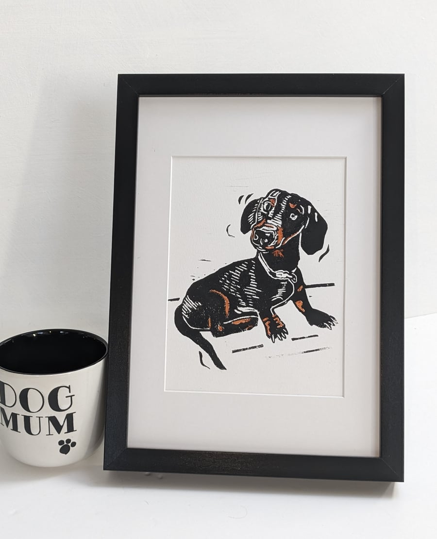 Original print. Handmade Linoprint of a Mini Da... - Folksy