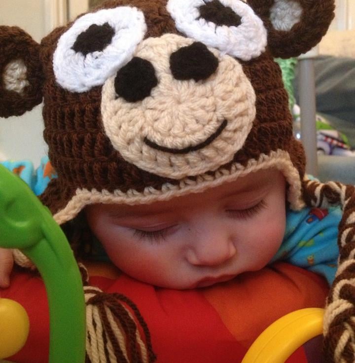 6-12 months monkey baby hat. Great photo prop o... - Folksy