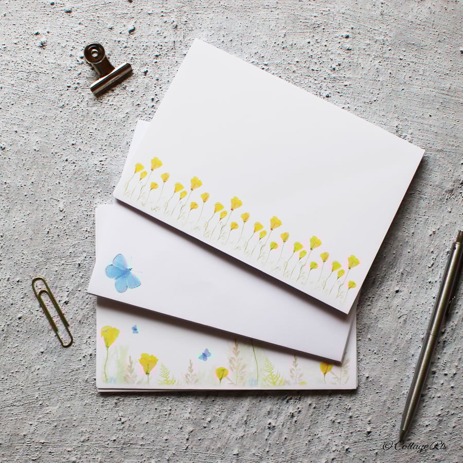 Letter Writing Paper Set Wildflower and Butterf... - Folksy