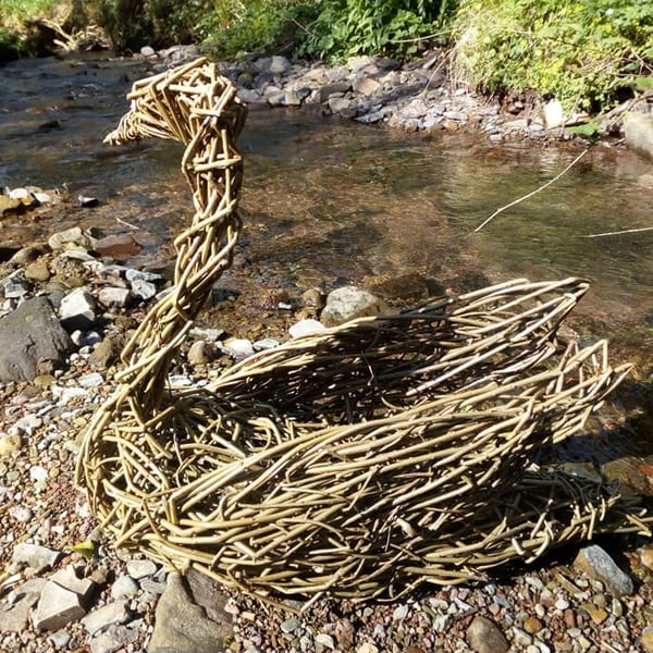 Swan, woven willow, bird, creatures, wicker, na... - Folksy
