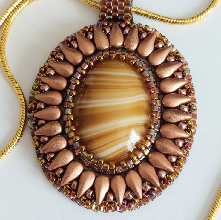 Bead embroidered Vintage West German Glass “Dai... - Folksy
