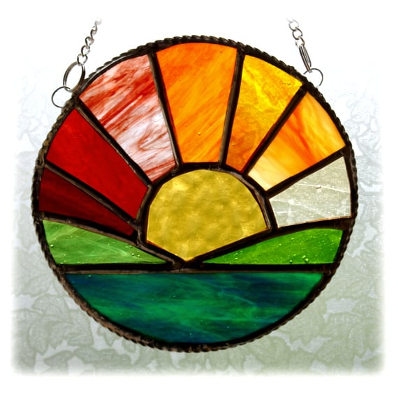 Sunrise Picture Stained Glass Suncatcher Handma... - Folksy