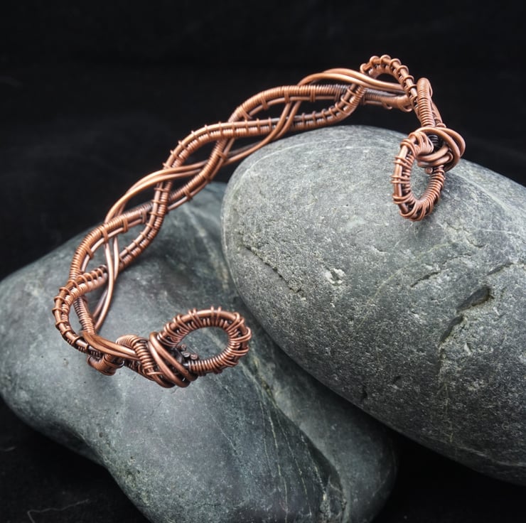 Wire weave braided copper bracelet with 3 strands - Folksy