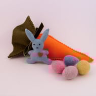 Carrot treat bag and rabbit brooch, party bag, ... - Folksy