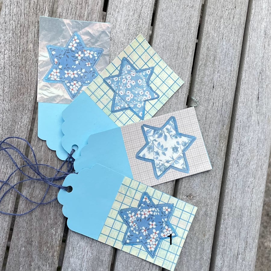 Gift tag - set of 4 hand pieced collage gift ta... - Folksy