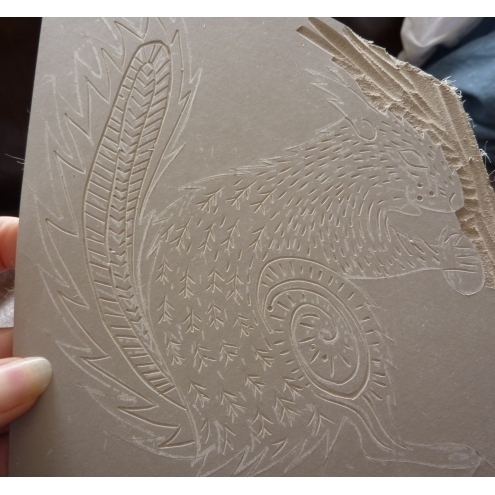 Original lino cut print Red Squirrel - Folksy