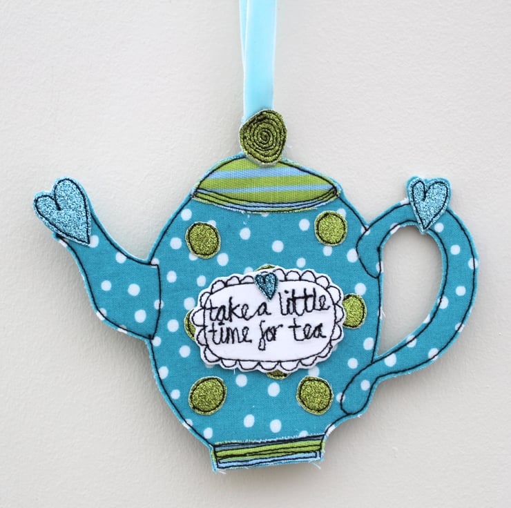 'Take a Little Time for Tea' - Hanging Decoration - Folksy