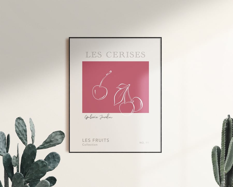Cherry Print, Cerises Poster, Fruit Illustration - Folksy