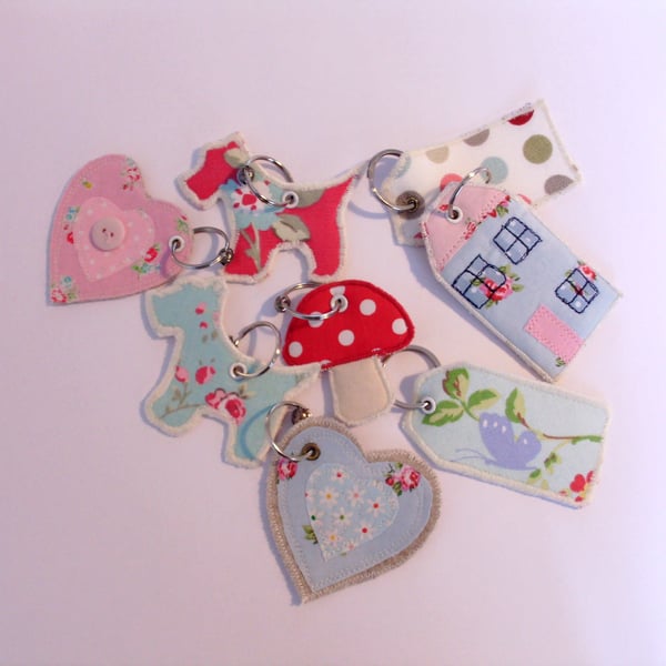 Fabric key rings, key fob, key chain, key holde... - Folksy