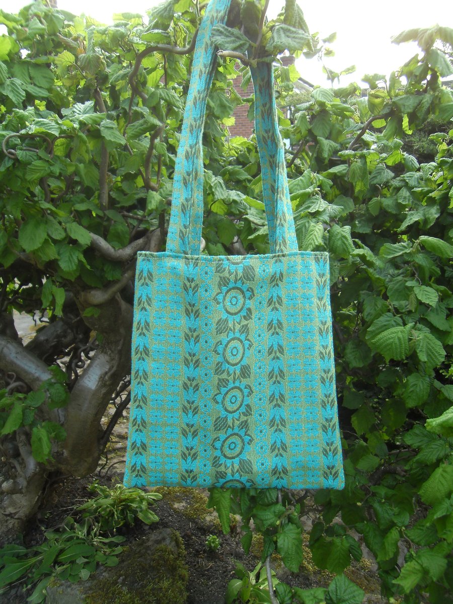 Tote bag in green and blue - Folksy