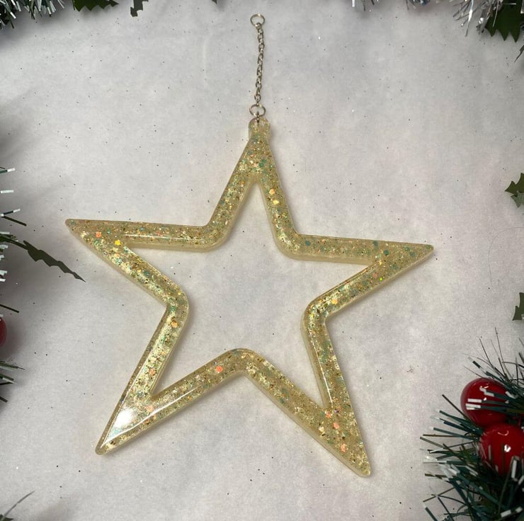 Glitter star large hanging decoration. - Folksy