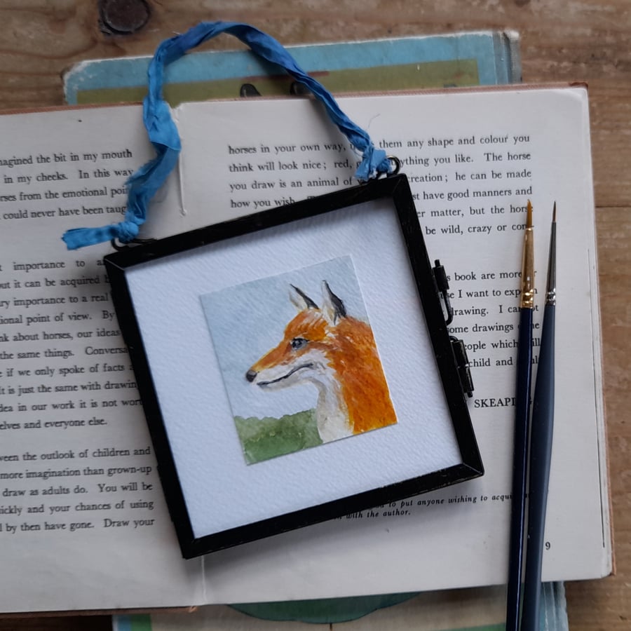 Hand Painted Fox In The Field, Original Hand pa... - Folksy