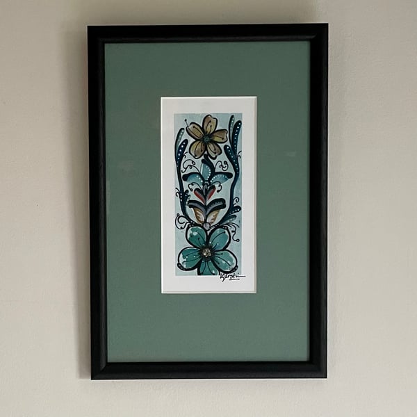 Modern rosemaling, Norwegian folk art, flower p... - Folksy