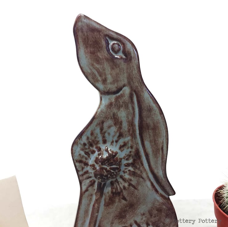 Ceramic Moon Gazing Hare Pottery Hare decoratio... - Folksy
