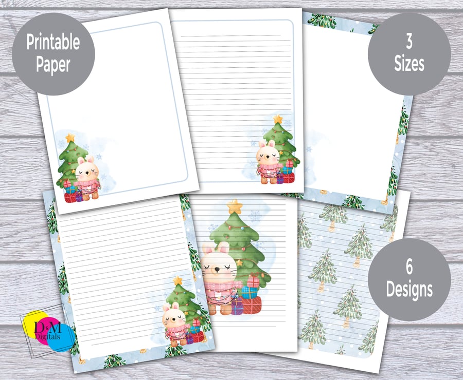 6 Winter Bunny Rabbit Printable Letter Writing ... - Folksy
