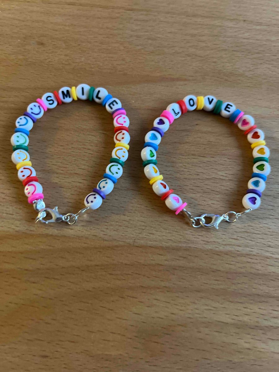 Smile and love friendship bracelets x2 kid sizes - Folksy