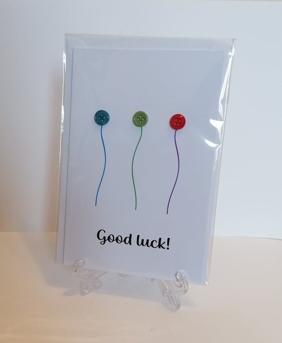 Good luck balloon buttons greetings card - Folksy