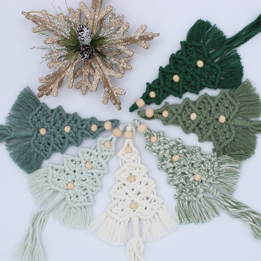 Macrame Christmas tree decoration, plastic free... - Folksy
