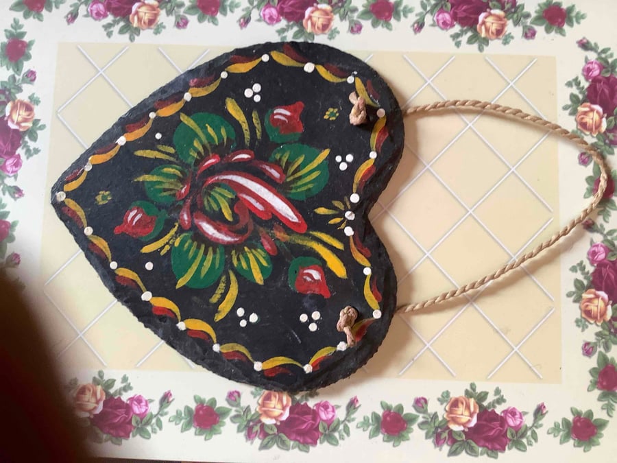 Slate love heart - Folksy