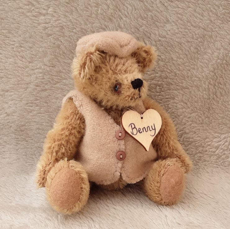 Mohair teddy bear, dressed collectable artist b... - Folksy