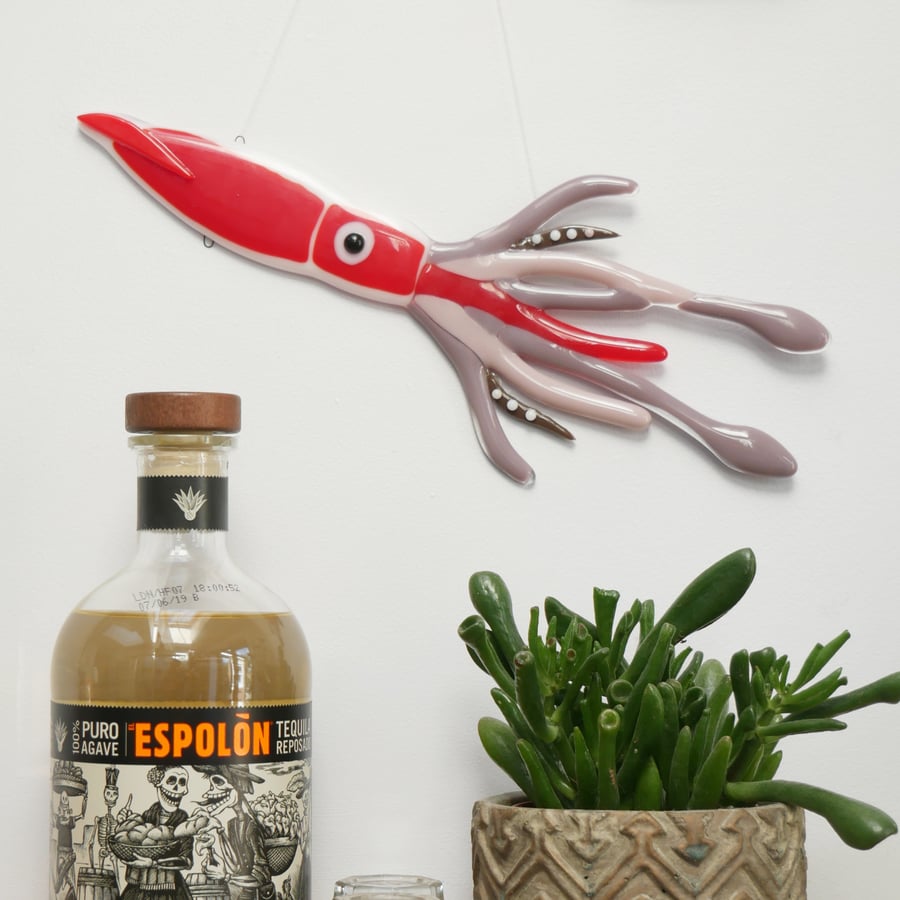 Squid Fused Glass Kraken Themed Wall Hanging De... - Folksy