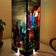 Stained Glass Neon City Scape Lamp - Folksy