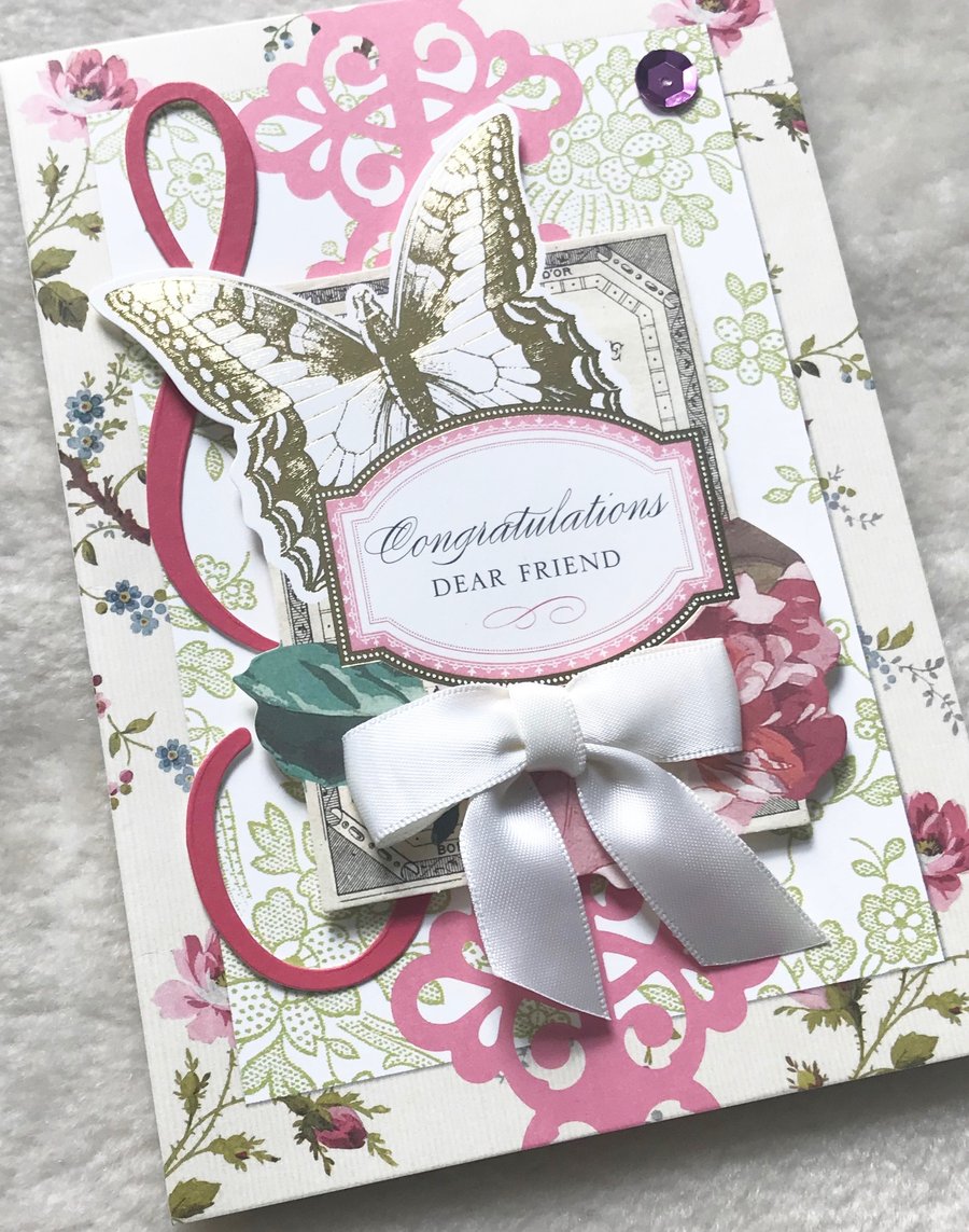 Luxury Handmade 3D Congratulations Friend Card - Folksy
