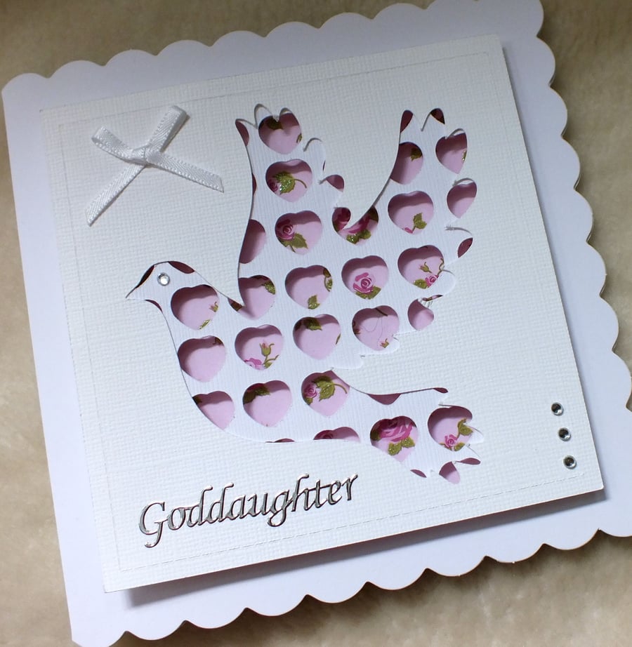 Luxury Handmade Goddaughter Christening Card - Folksy
