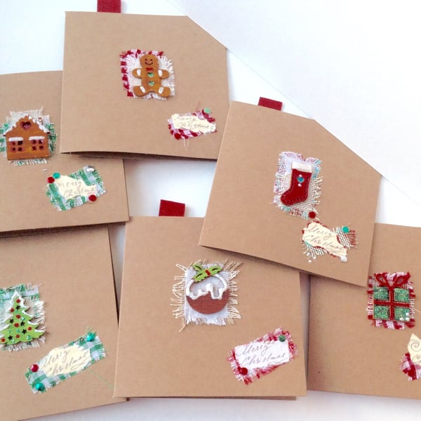 Christmas Cards,Collage Designs,Pack of Six,Han... - Folksy