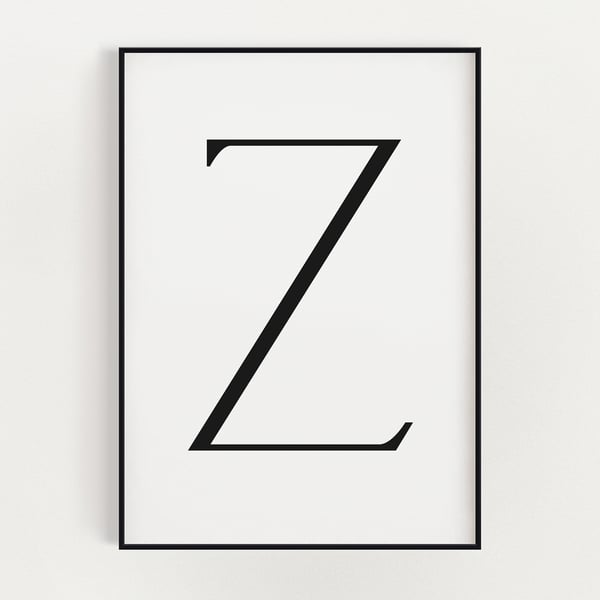 LETTER Z PRINT, Minimalist Wall Art, Letter Z P... - Folksy