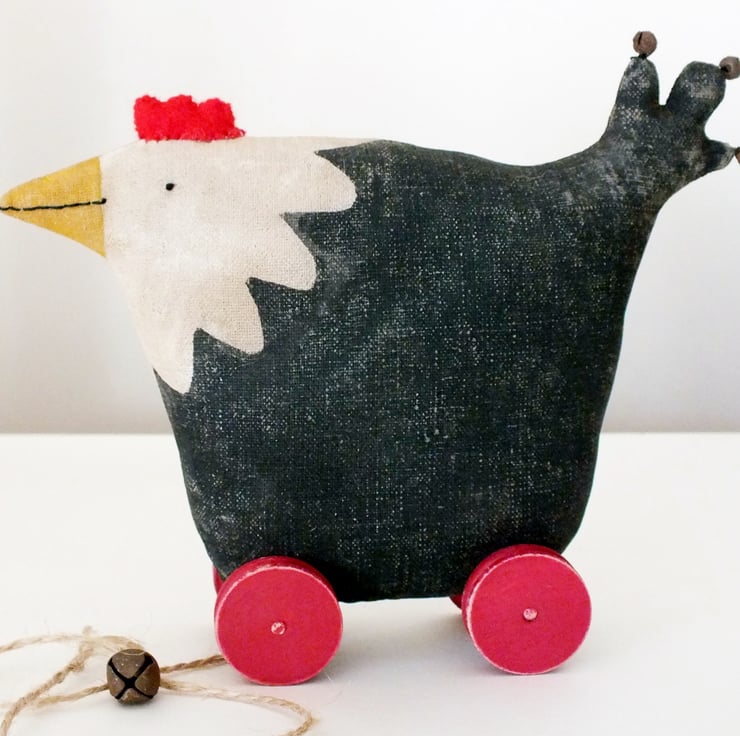 Primitive Hen on Wheels - Folksy