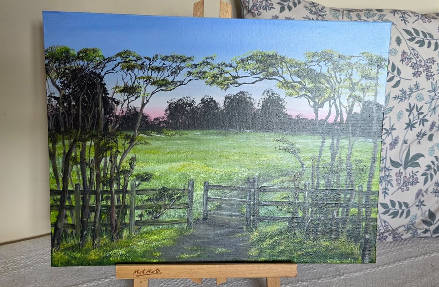 Original acrylic painting, The Meadow Beyond. - Folksy